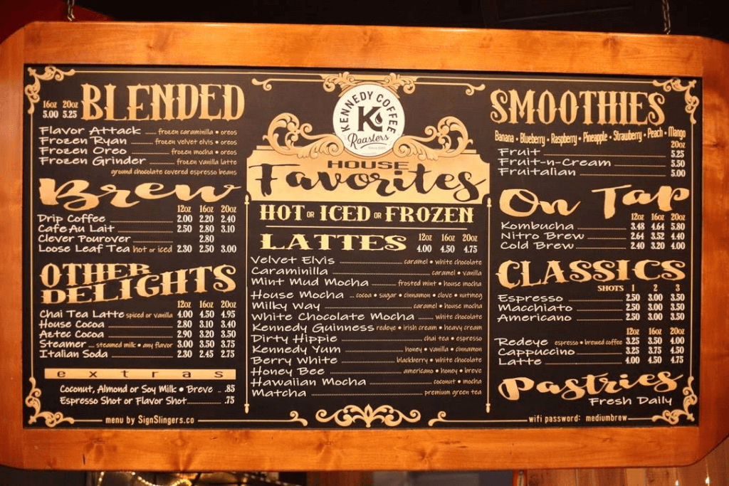 Kennedy Coffee Menu - starbmag